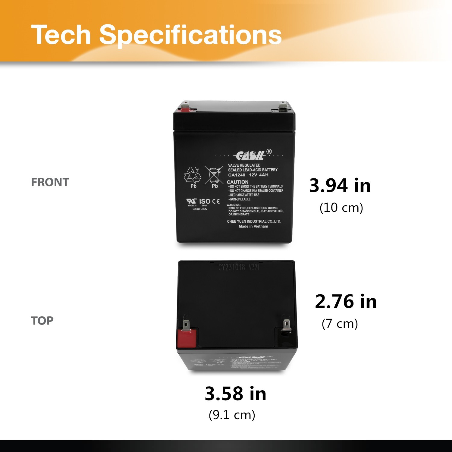 Casil Genuine CA1240, 12V, 4Ah SLA Alarm Battery for sale online | eBay