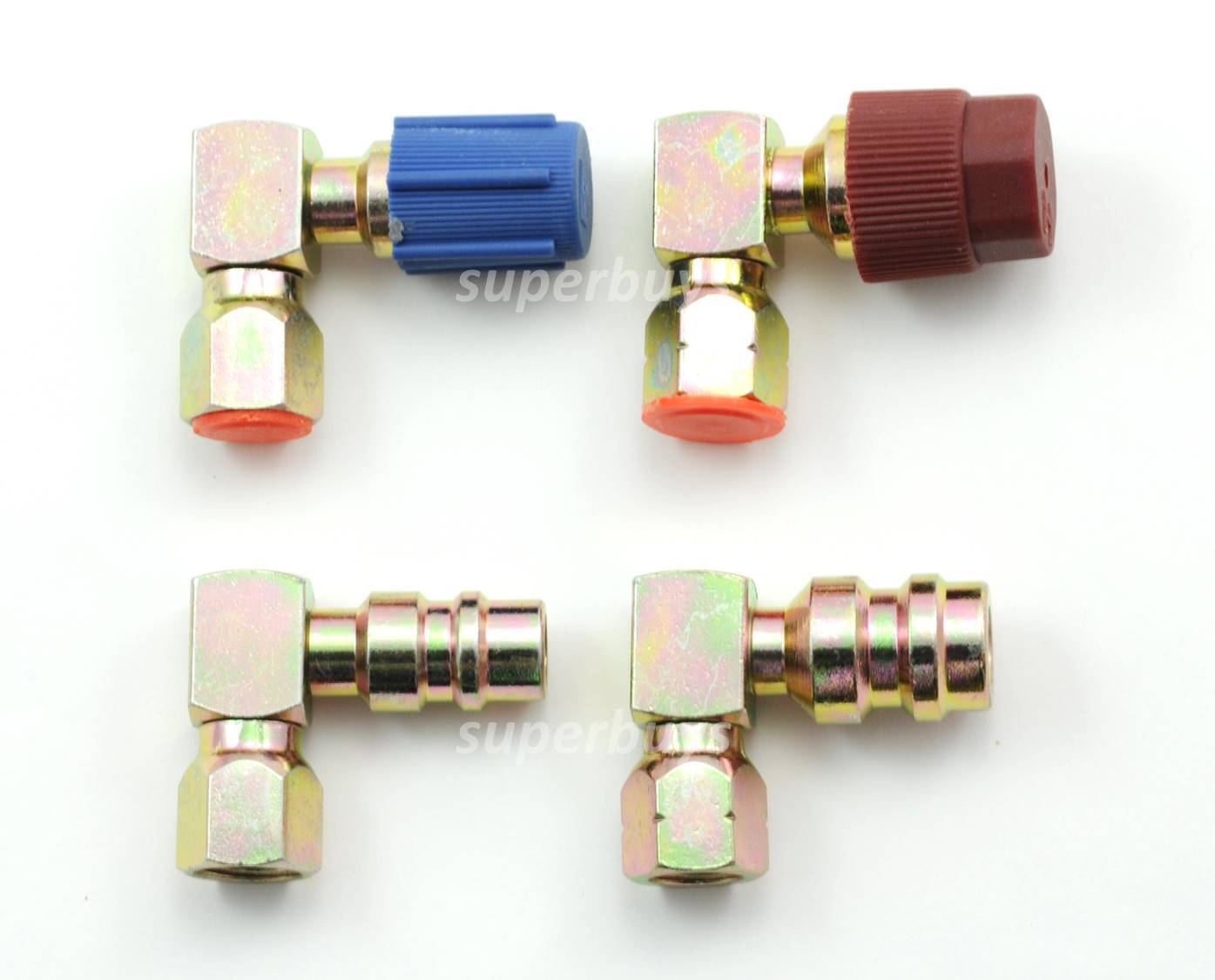 2pc 90 Degrees High Low Side Convert Adapter A/C Air Con Quick Fitting ...