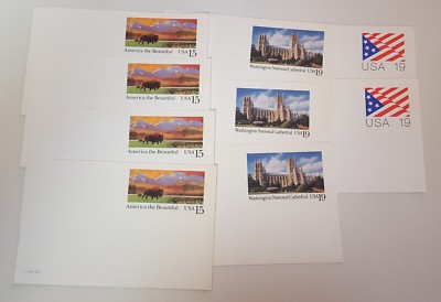 Vintage Lot of 9 Unused Postcards Postage Stamped Prepaid 4@15 cent & 5 ...