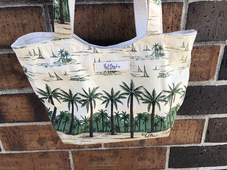 Paul Brent Coastal Life Palm Tree Beach Bag Green Tan Seahorse ...