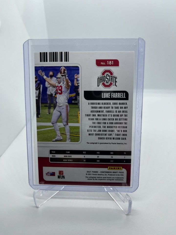 Luke Farrell 2021 Panini Contenders Draft College Ticket Auto Red Foil ...