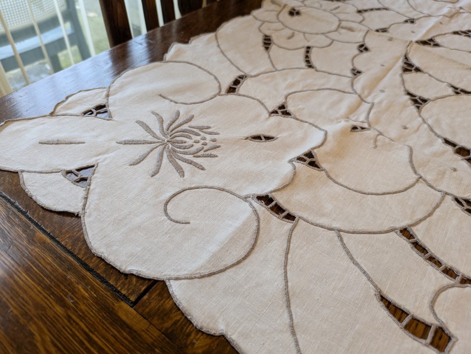Stunning Hand Embroidered Vintage Tablecloth 32 X 32 Inch | eBay UK