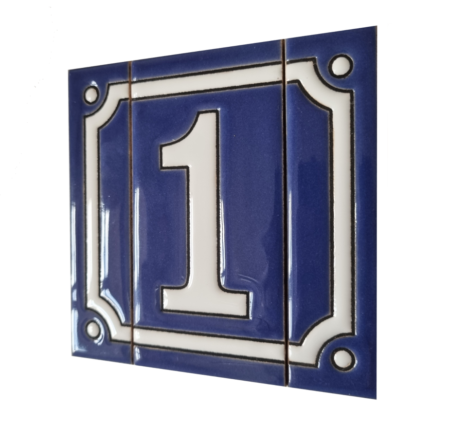 French Styled Hand-painted Blue Custom Address Ceramic Number Tiles 11 ...