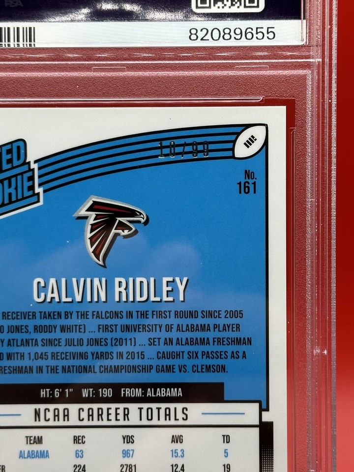 2018 Calvin Ridley Optic Red Prizm /99 RC PSA 10 Falcons Titans | eBay