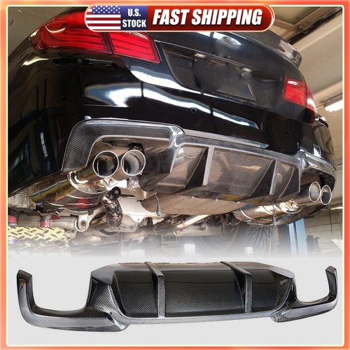 REAL CARBON Rear Bumper Lip Diffuser For BMW F10 528i 530i 550i M-Sport ...