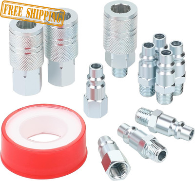 3/8’’ High Flow Air Hose Fittings Set, 3PCS 3/8 3/8'' Body, 1/4'' NPT ...