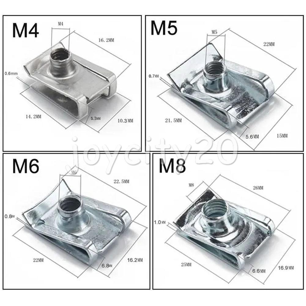80X U Nut Spring Nuts M4/5/6/8 Clips Fairing Panel Speed Chimney Spire ...