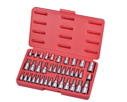 37PCS S2 Star Bit Socket And External -Socket Set, 1/4-inch, 3/8-inch ...