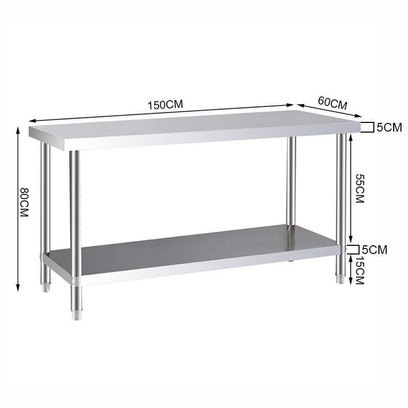 Large Commercial Catering Table Work Bench Kitchen Over Shelf Stainless ...
