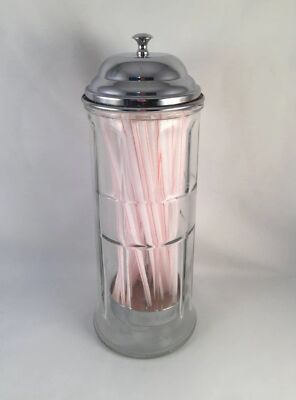 Diner style glass straw dispenser, lift and grab a straw | eBay