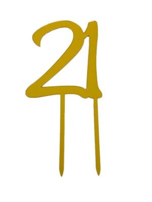 21 Cake Topper Gold 21st Birthday Cake Topper Acrylic Cake Decorations ...