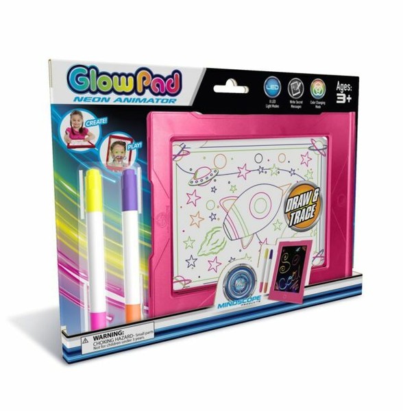 LED Glow Pad Pink Pens Neon Black Light up Animator Drawing Markers ...