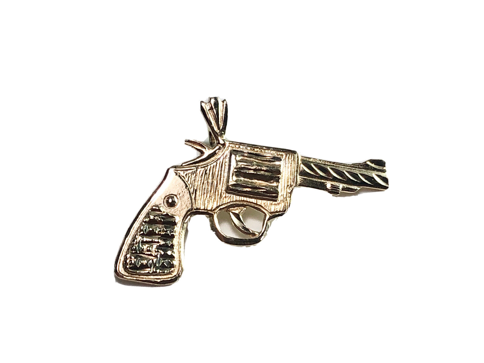 Vintage 14k Yellow Gold Gun Revolver Pendant - Gem