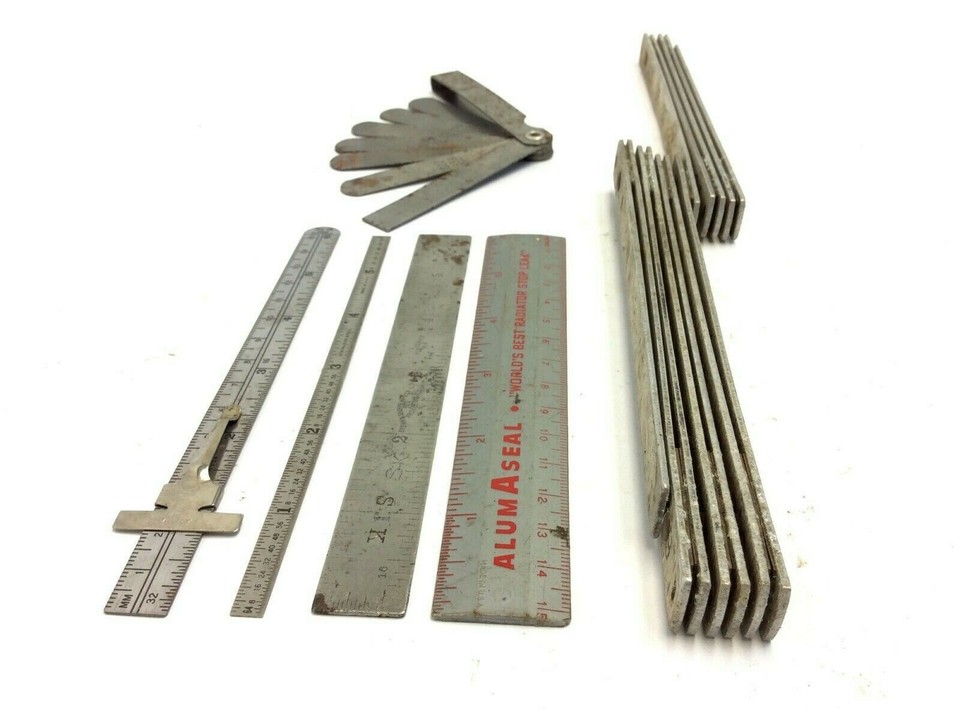 Mixed Vintage Lot Used Machinists Kasta Folding Ruler Brown Sharpe ...