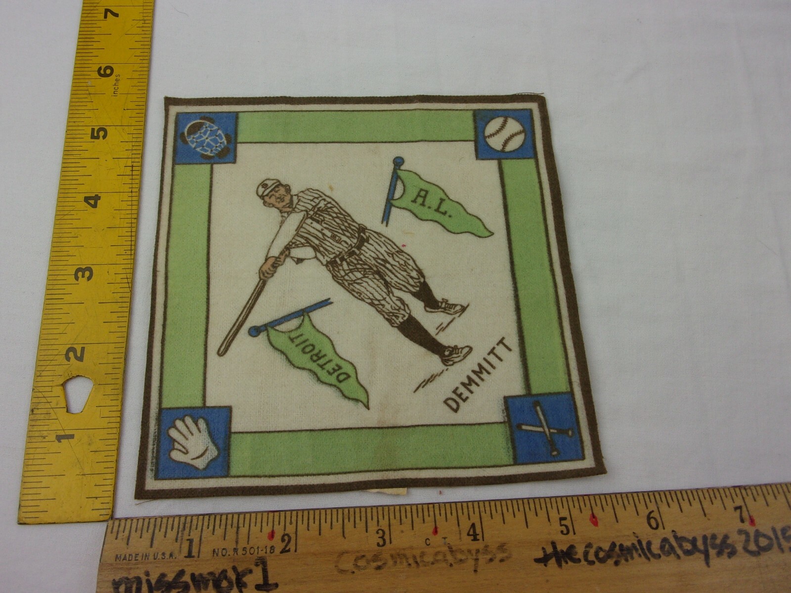 Ray Demmitt AL Detroit 1914 b18 Blanket Baseball player felt Tobacco ...