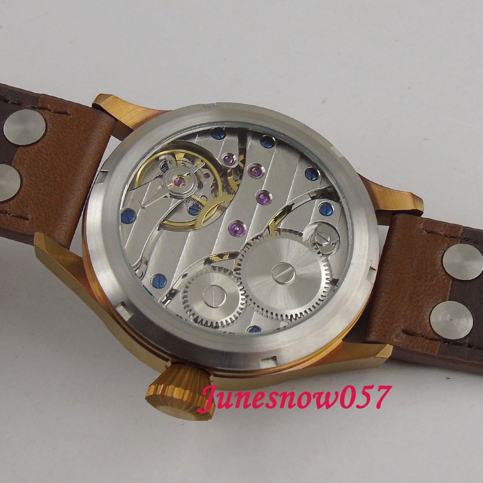 Bronze Coated Manual Hand Winding Men Watch 17 Jewels 6497 Movement ...