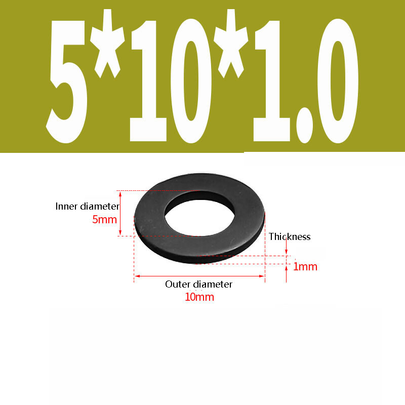 Flat Washers Black Grade 8.8 Washer Metric M2 M2.5 M3 M4 M5 M6 M8 M10 ...