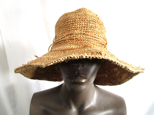 Echo 100% Natural Rafia Straw Floppy Wide Brim Sun Hat | eBay