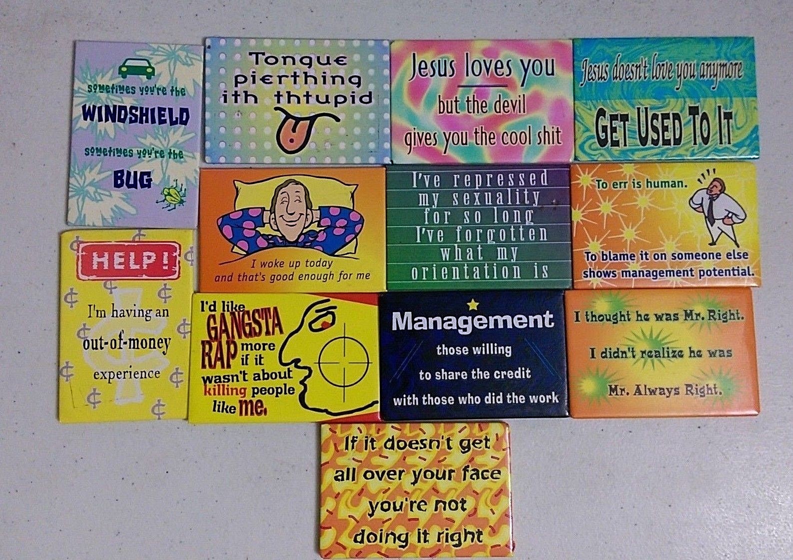 Pkg 12 Assorted 3" x 2" Funny REFRIGERATOR or LOCKER MAGNETS - Assorted ...