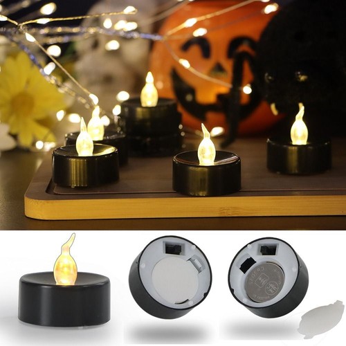 12Pcs Plastic+LED Black Candle Light Halloween Party Candle Props ...
