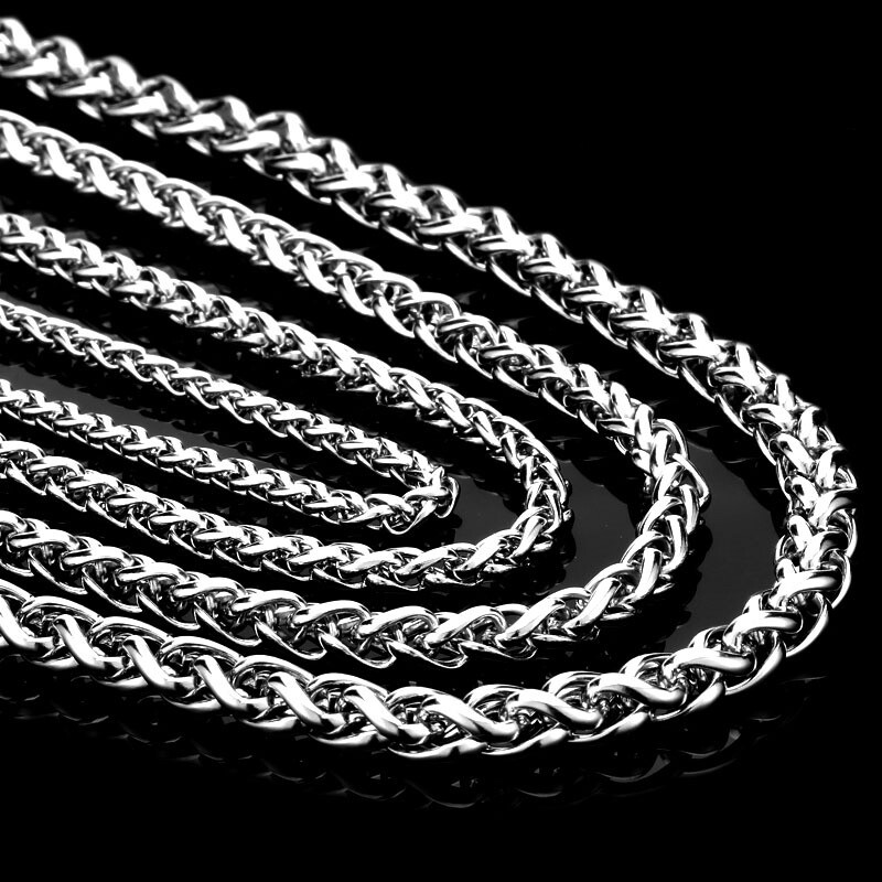 Stainless Steel Braided Wheat Rope Chain Necklace Biker Jewelry 20-28 ...