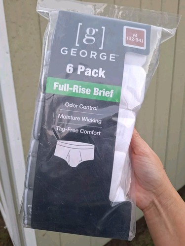 NEW George Men's Full Rise White Briefs Size Medium (32-34) 6pack | eBay