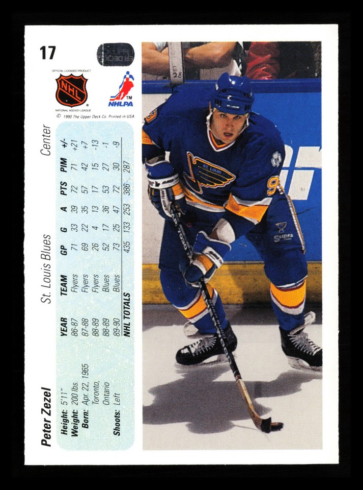 Peter Zezel 1990-91 Upper Deck Hockey NHL #17c St. Louis Blues | eBay