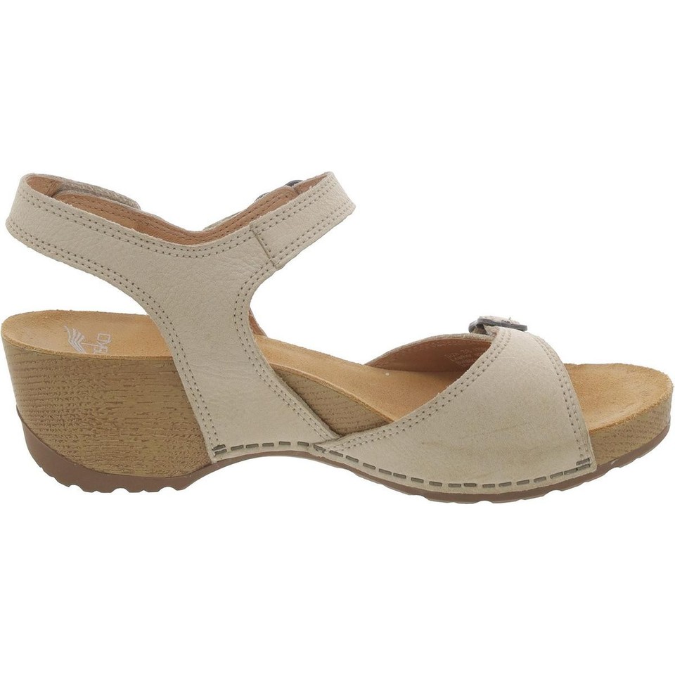 Danskin Womens Beige Leather Wedge Sandals Shoes 38 Medium (B,M) BHFO ...
