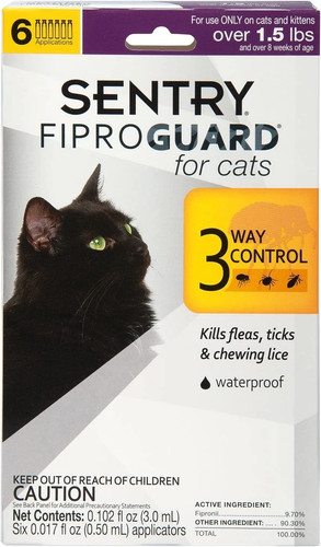 Sentry Fiproguard Flea and Tick Topical Drops for Cats 6 Doses ...