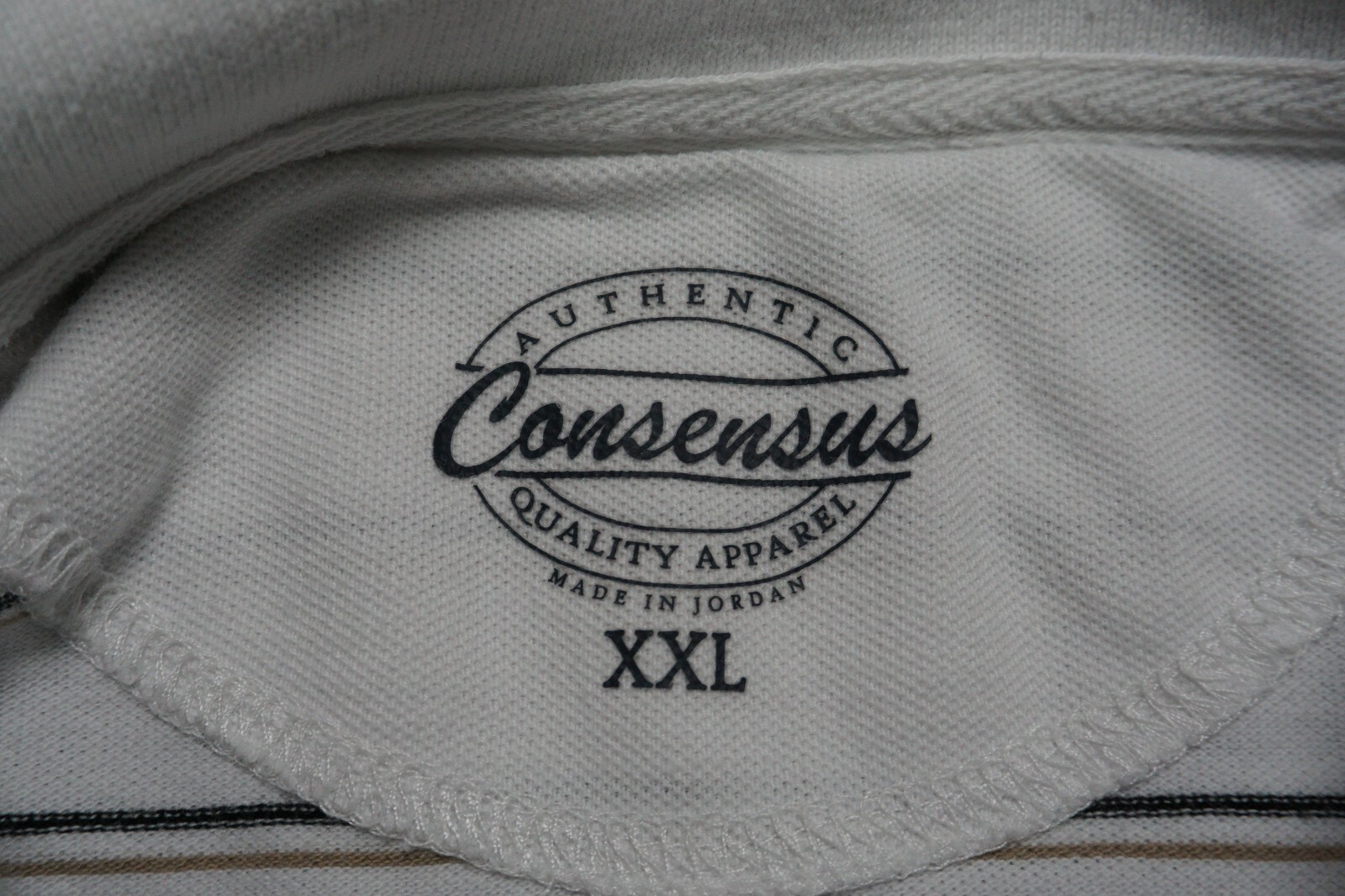 Consensus Polo Golf Mens Size 2XL White Striped Short Sleeve Pullover ...