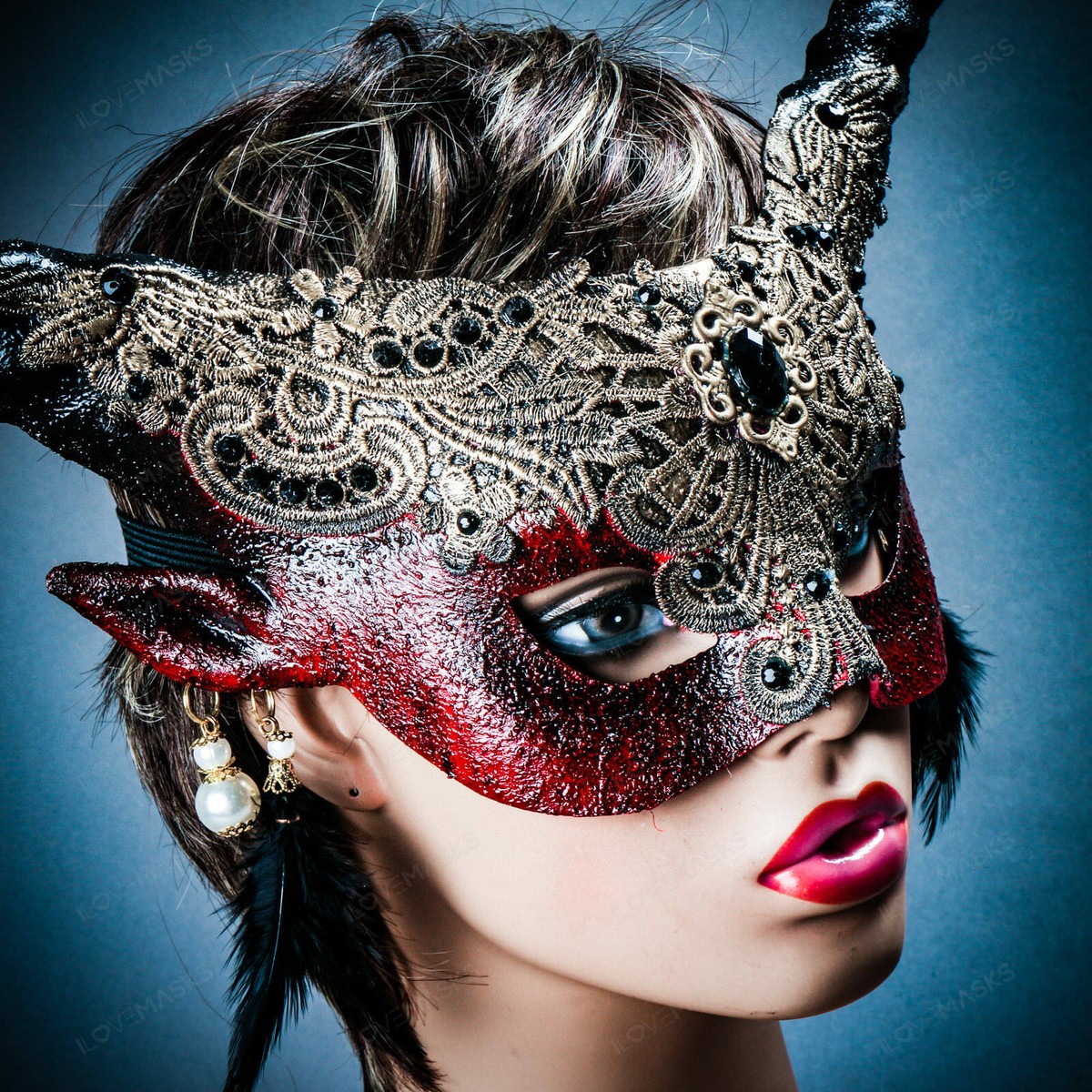 Red And Black Masquerade Masks For Women