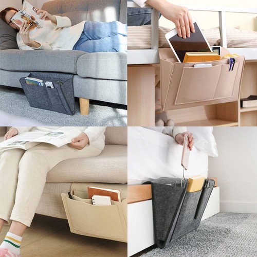 Bed Storage Organizer Hanging Bag Pocket Bedside Caddy Felt Holder Book ...
