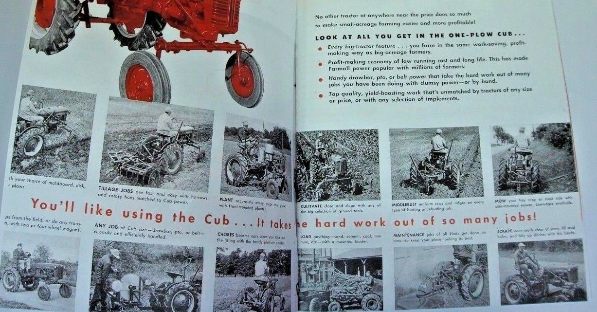 IH McCormick Farmall Cub Tractor w/ Fast Hitch Sales Brochure Booklet ...
