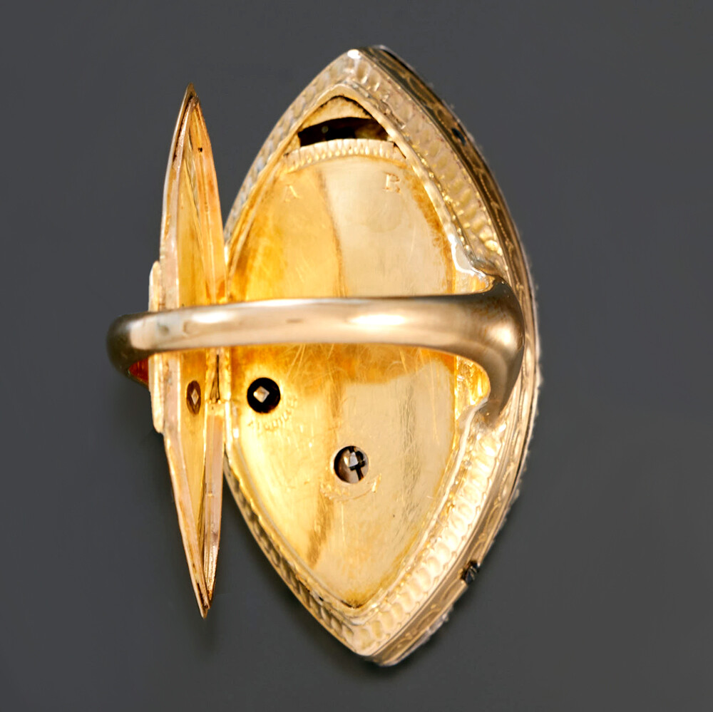 RARE 18K YELLOW GOLD SWISS RING WATCH WITH DIAMOND BEZEL CA1840 ...