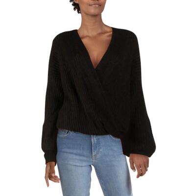 Max Studio Womens Black Ribbed Knit Criss-Cross Front Sweater Top XL ...