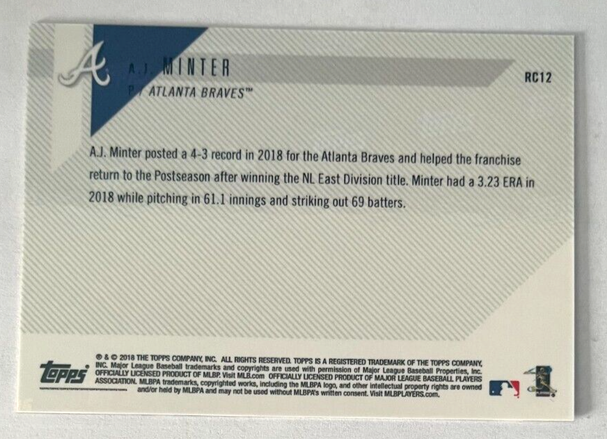 2018 TOPPS NOW ALL MLB ROOKIE TEAM CARD ATLANTA BRAVES AJ MINTER #RC-12 ...