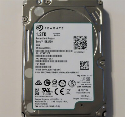Seagate 1XH200-003 12Gb/S 128MB 512e 10K 1.2TB 2.5 " SAS (ST1200MM0009 ...