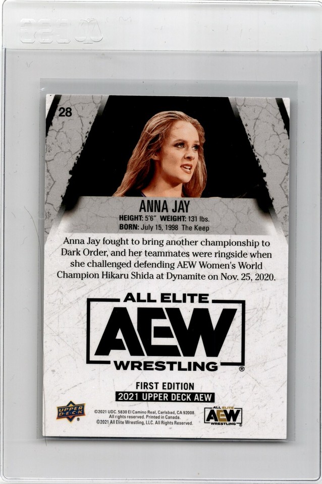 2021 Upper Deck AEW All Elite Wrestling Gold Parallel Anna Jay | eBay