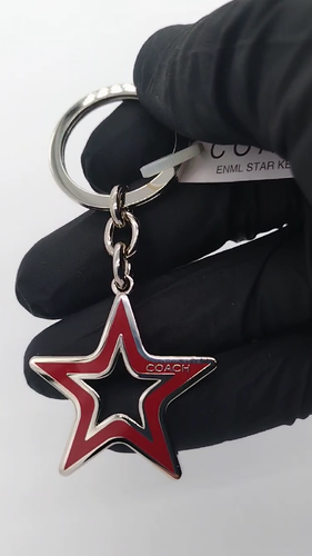 COACH Vintage Signature Red Enamel Star Keychain Key Ring FOB NWOT ...
