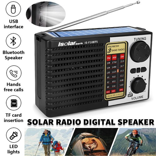 Solar Radio Portable FM/AM SW Digital Bluetooth Speaker MP3 Player ...