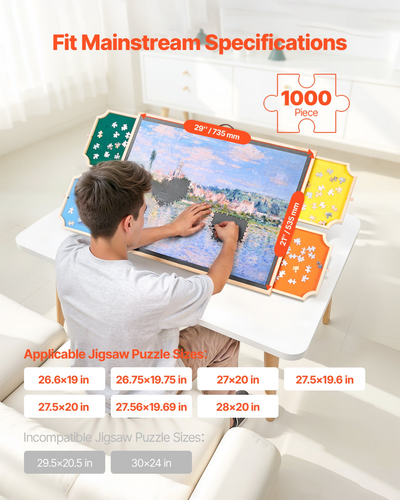 VEVOR 1000 Piece Rotating Puzzle Board with 4 Colorful Felt Drawers and ...