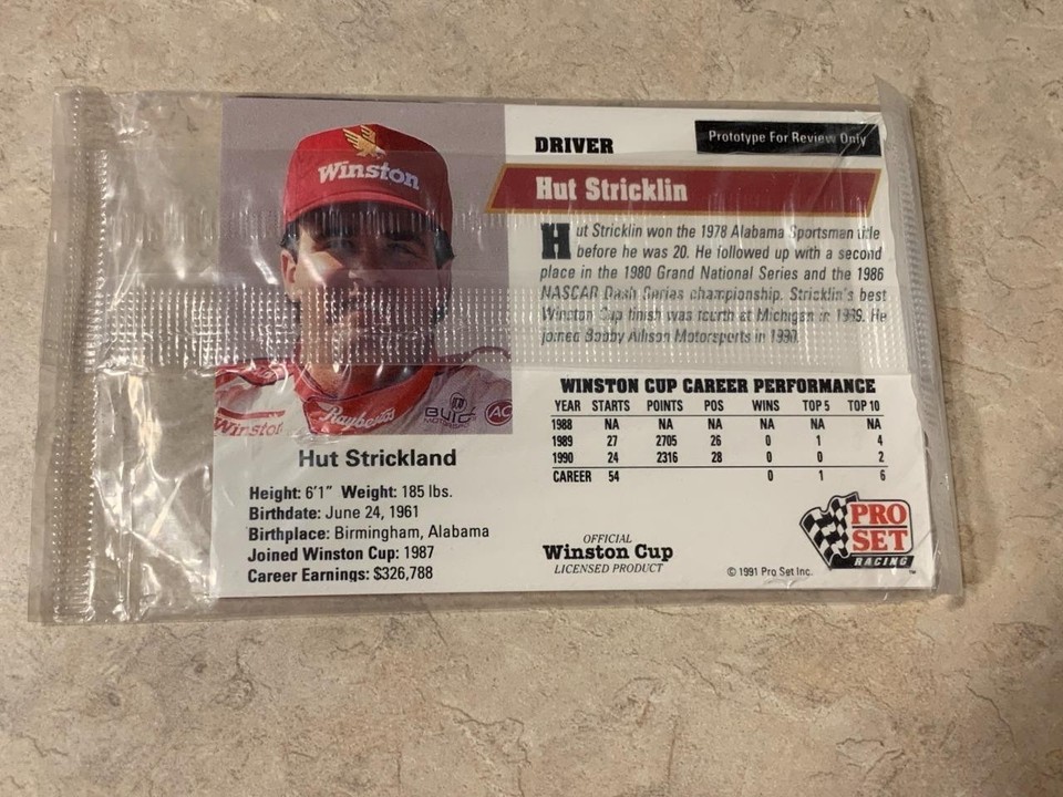 1991 Pro Set Winston Cup Racing Hut Stricklin Promo Pack SKU#36661 | eBay
