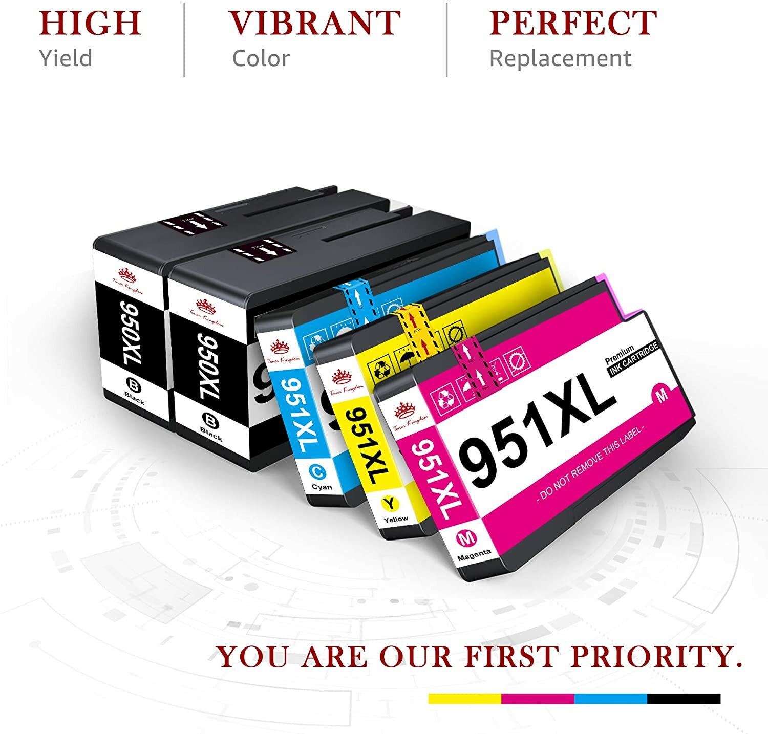 5Pack 950XL 951XL Ink Black Color Set for HP Officejet 8600 8610 8620 ...