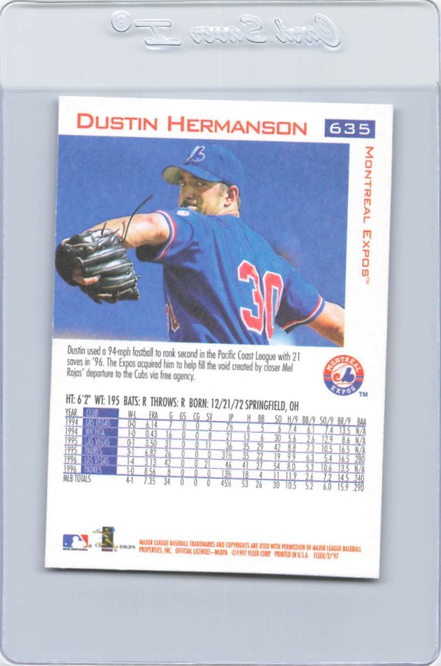1997 Fleer #635 Dustin Hermanson Expos Signed Auto *K1585 | eBay