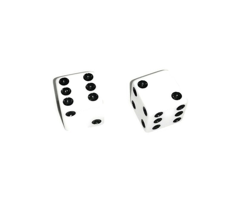 One Pair of 6 Sided Trick/Cheater/Loaded Game Dice 16mm d6 White with ...