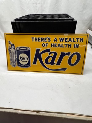 ~VTG.~ YELLOW & BLUE "KARO" METAL ADVERTISING SIGN 8 3/4" 17 1/2" | eBay