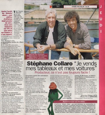 Coupure de presse Clipping 1996 Stéphane Collaro (1 page1/3) | eBay