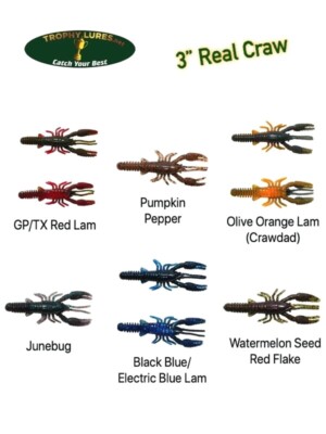 Trophy Lures 3" Real Craw Scented Crawdad / Crayfish Baits - Choose ...
