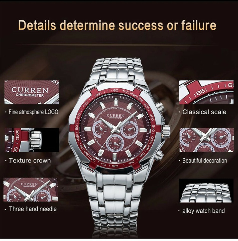 CURREN Brand Watches for Men Steel Bracelet Wristwatch Business Male ...