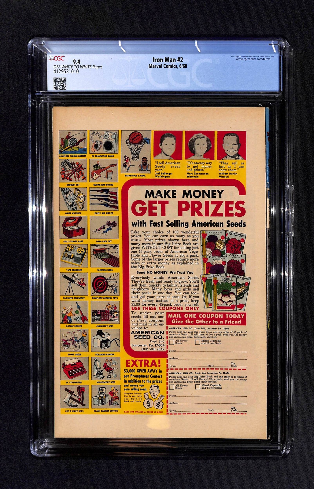 Iron Man #2 CGC 9.4 Death of Drexel Cord Classic Marvel Comic Book ...